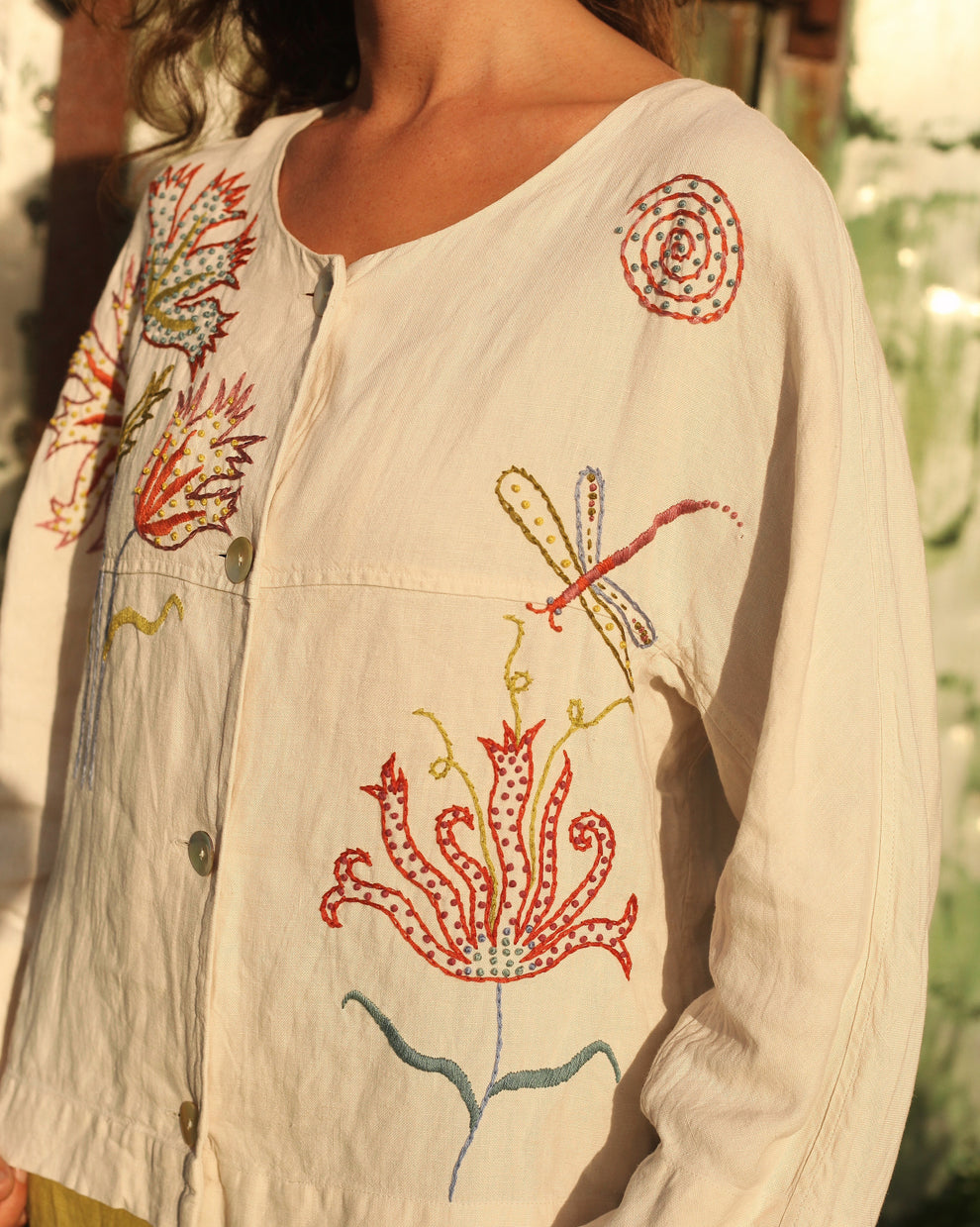 Hand Embroidered Dragonfly Top – Madeleine Illustration